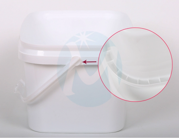10L white rectangle plastic buckets with lid - Qiming Packaging