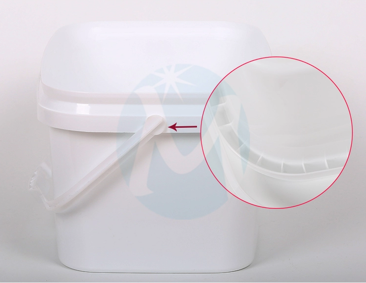 10L white rectangle plastic buckets with lid - Qiming Packaging