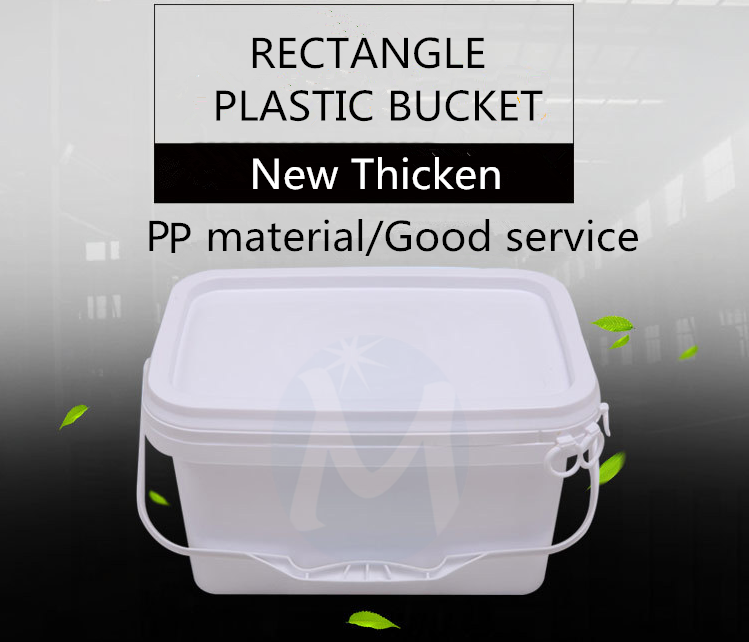 10L white rectangle plastic buckets with lid - Qiming Packaging